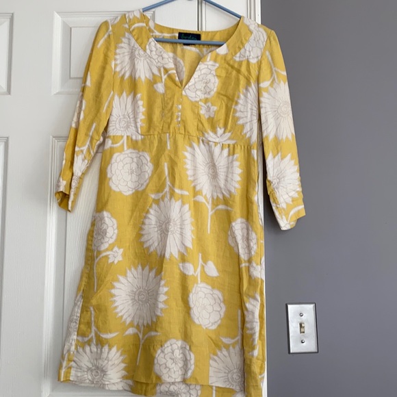 Boden | Tops | Boden Yellow Floral Linen Tunic Uk Us 6 | Poshmark